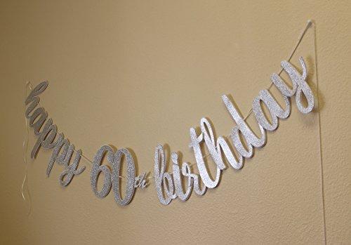 All About Details Happy 60th Birthday Cursive Banner (Silver)