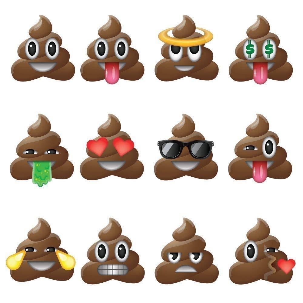 Emoji Wall Decals - 12\" tall - Poop Emoji 12 Set Generic